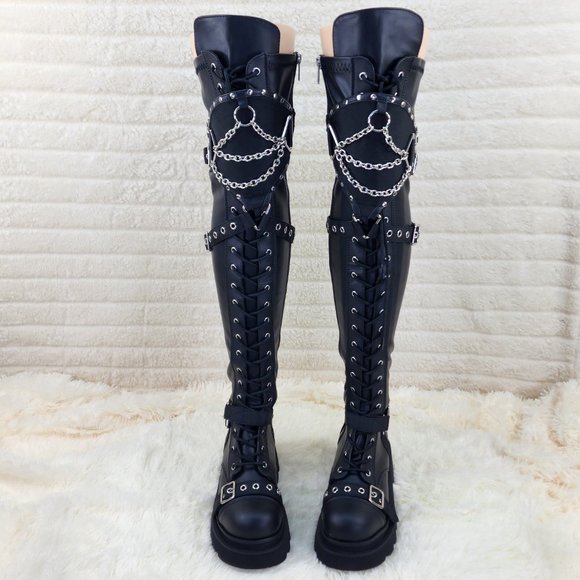 Demonia | Shoes | Renegade Stretch Over The Knee Combat Goth Punk ...